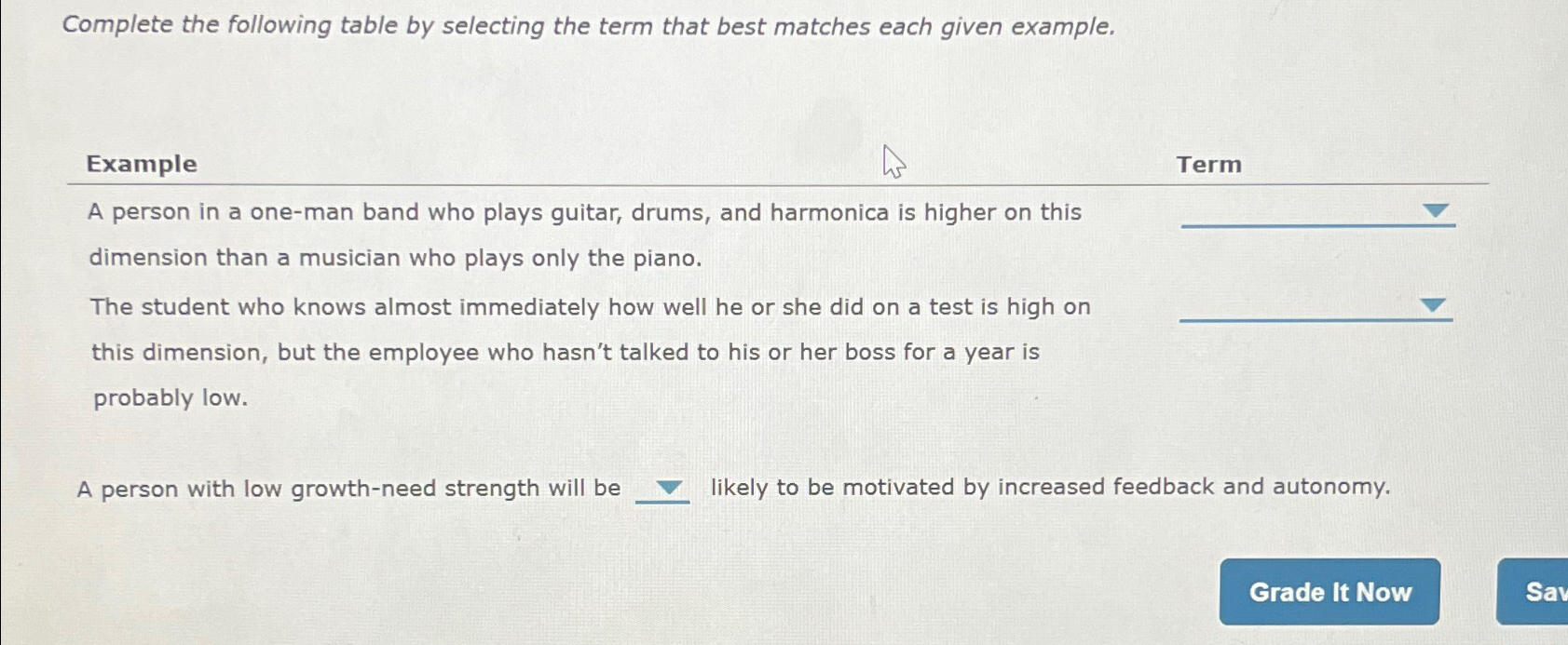 Solved Complete the following table by selecting the term | Chegg.com