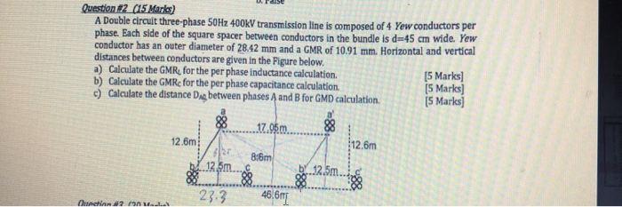 Question #2 (15 Marks) A Double circuit three-phase | Chegg.com
