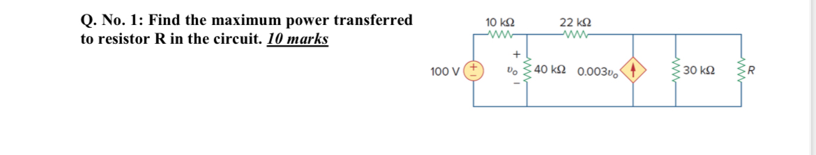 Solved Q. No. 1: Find the maximum power transferred to | Chegg.com Solved Q. No. 1: Find the maximum power transferred to | Chegg.com