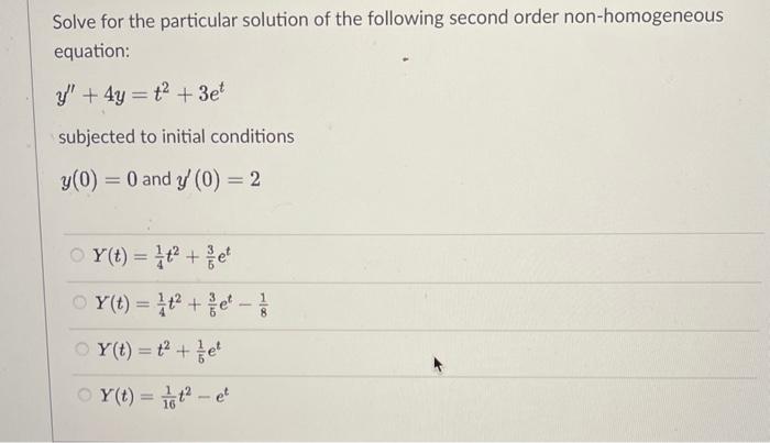 Solved Solve for the particular solution of the following | Chegg.com