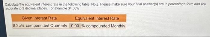 Solved Calculate the equivalent interest rate in the | Chegg.com