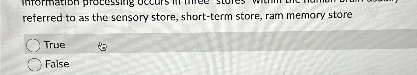 Solved referred to as the sensory store, short-term store, | Chegg.com