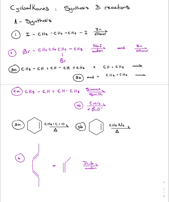 Solved & reactions Cycloal Kanes: Synthesis A- Synthesis I - | Chegg.com