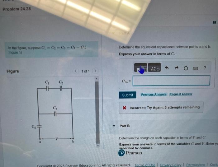 Solved In the figure, suppose C1=C2=C3=C4=Ci Determine the | Chegg.com