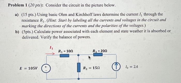 Solved Problem 1(20pts) : Consider the circuit in the | Chegg.com
