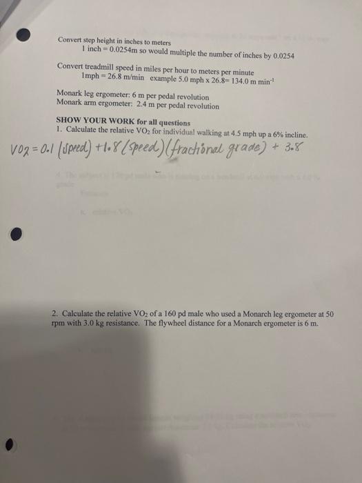 Solved The ACSM has developed equations for estimating | Chegg.com