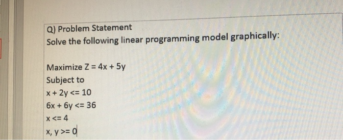 Solved Q) Problem Statement Solve the following linear | Chegg.com