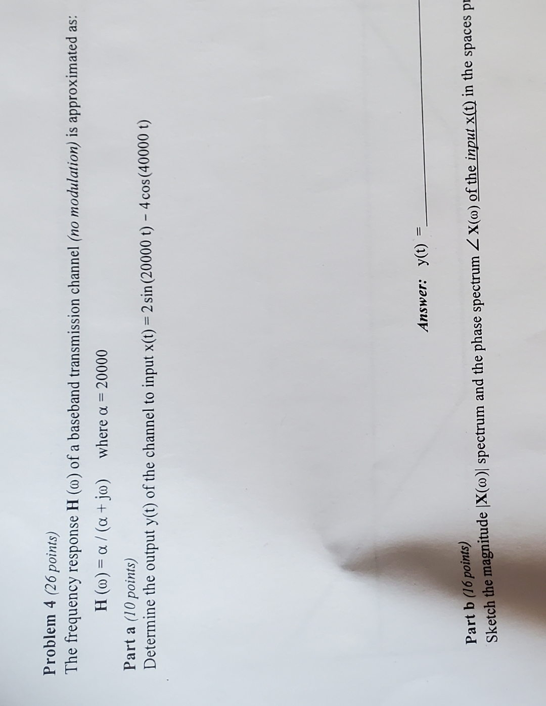Solved Problem 4 (26 ﻿points)The frequency response H(ω) ﻿of | Chegg.com