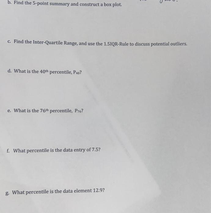 Solved b. Find the 5-point summary and construct a box plot. | Chegg.com
