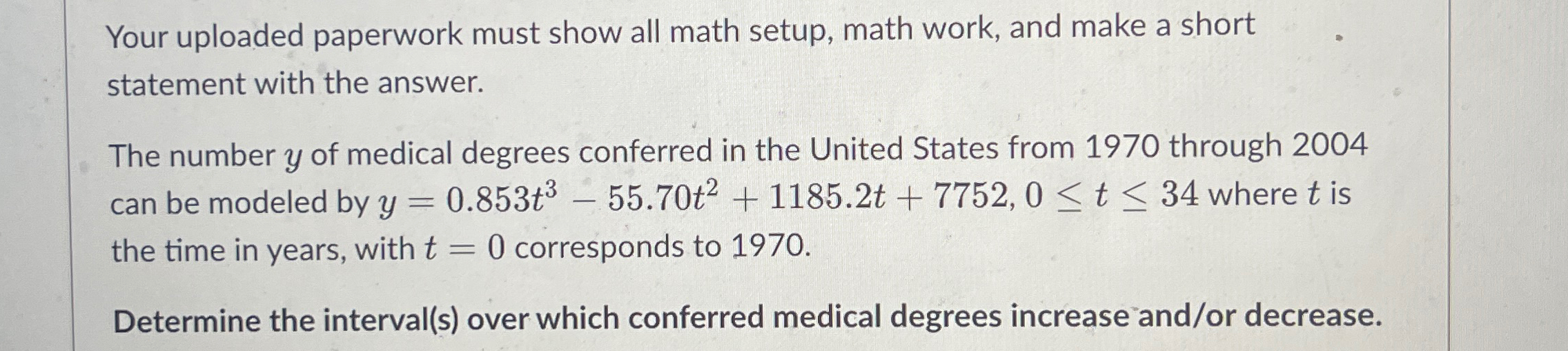 Solved Your uploaded paperwork must show all math setup, | Chegg.com