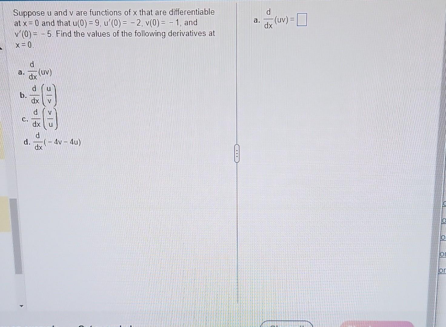 Solved Suppose u and v are functions of x that are | Chegg.com