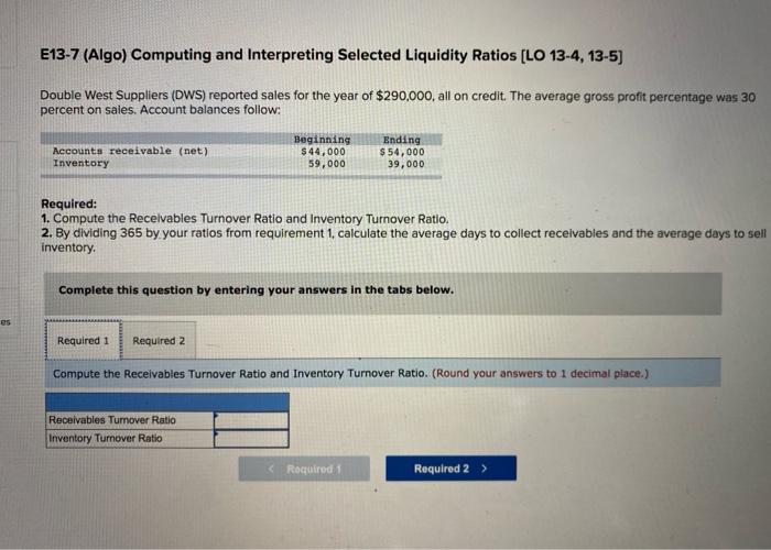 Solved E13-7 (Algo) Computing and Interpreting Selected | Chegg.com