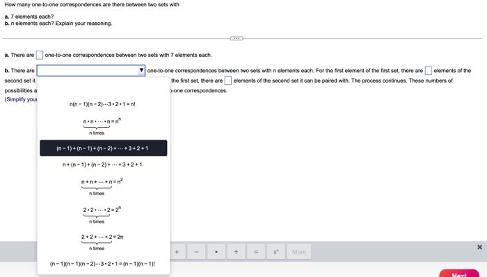 Solved How many one-to-one correspondences are there between | Chegg.com