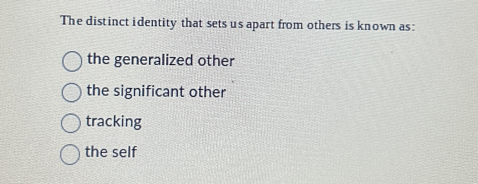 Solved The distinct identity that sets us apart from others | Chegg.com
