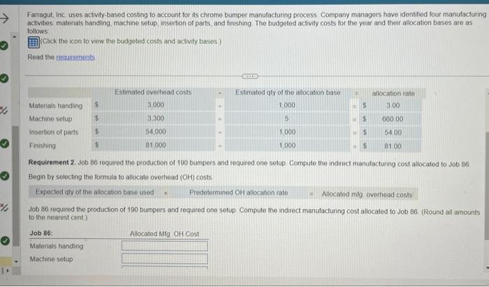 Solved Farragut, inc uses activity-based costing to account | Chegg.com