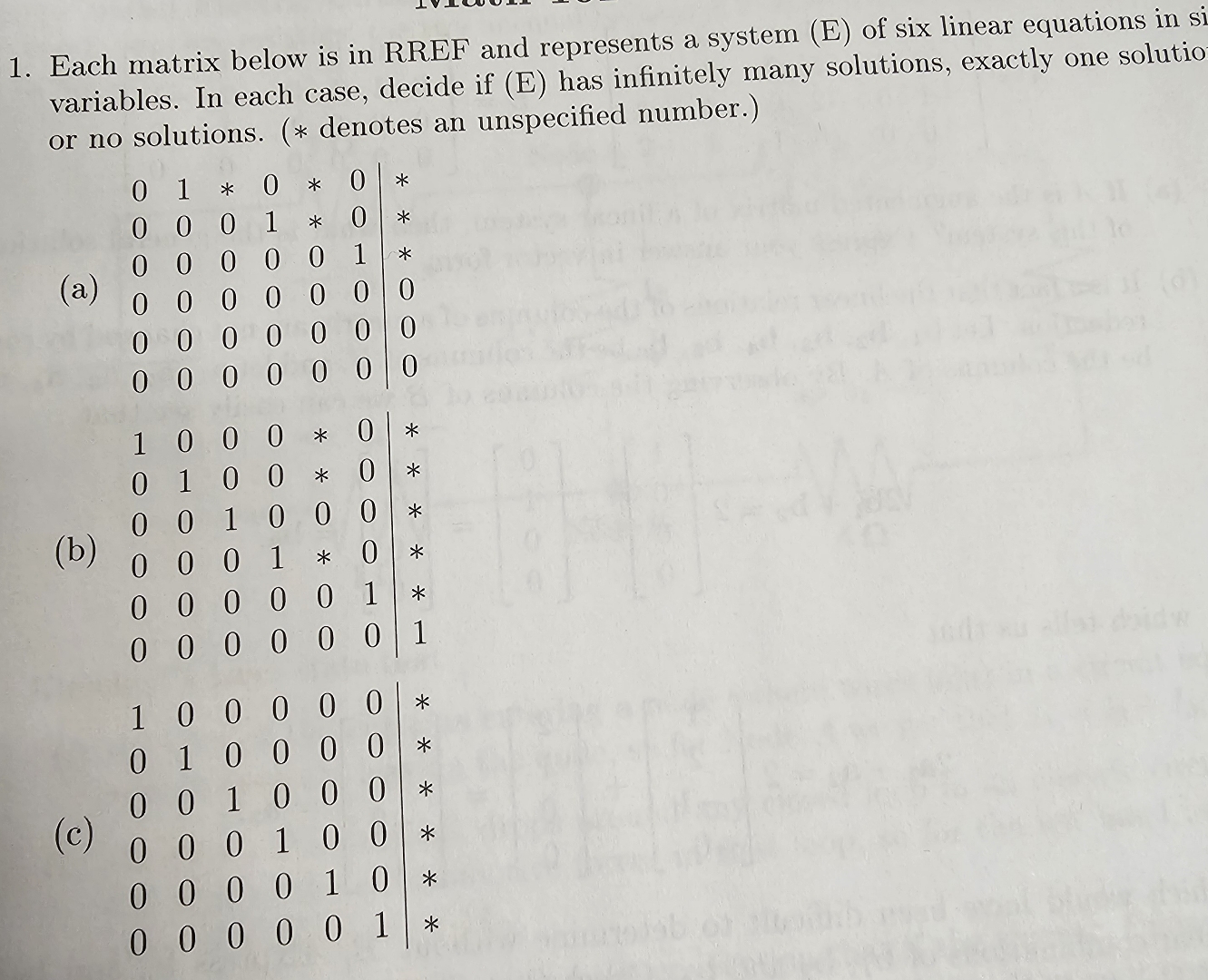 Solved Each matrix below is in RREF and represents a system | Chegg.com