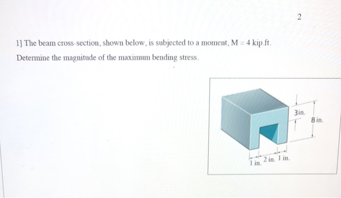 Solved 1] The beam cross-section, shown below, is subjected | Chegg.com