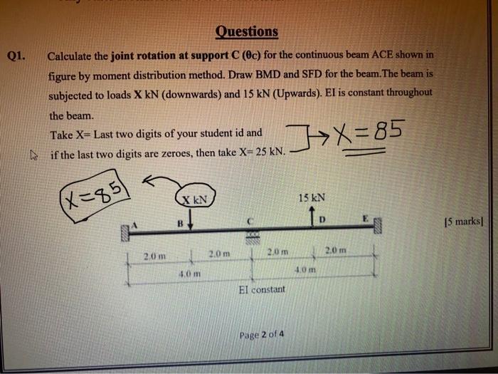 Solved Q1. Questions Calculate the joint rotation at support | Chegg.com