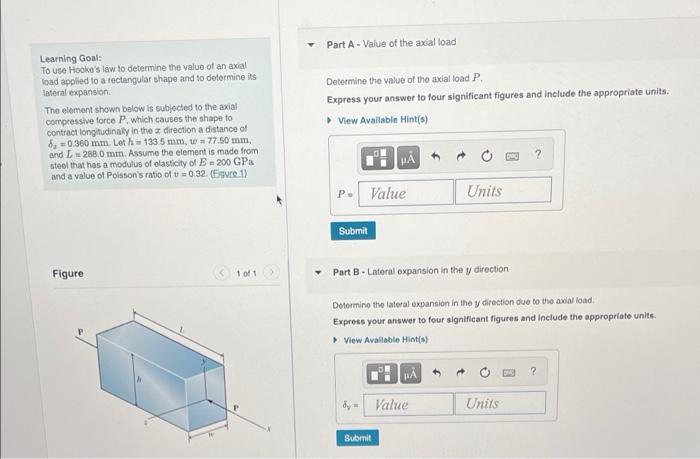 Solved Part A- Value of the axial load Learning Goal: To use | Chegg.com