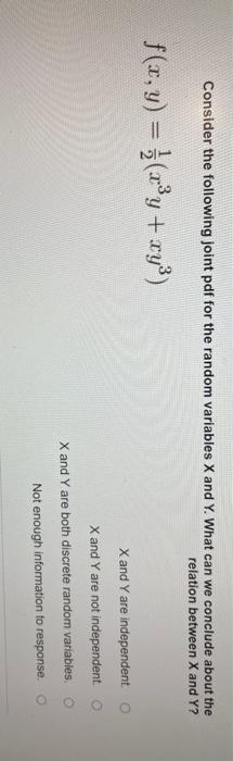 Solved Consider the following joint pdf for the random | Chegg.com