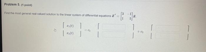 Solved Problem 5. (1 point) Find the most general real | Chegg.com