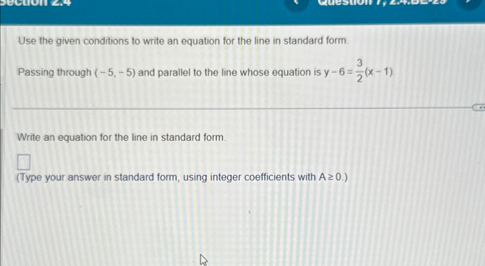 Solved Use the given conditions to write an equation for the | Chegg.com