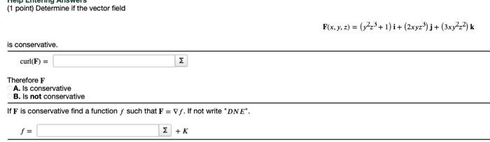 Solved 1 Point Determine If The Vector Field