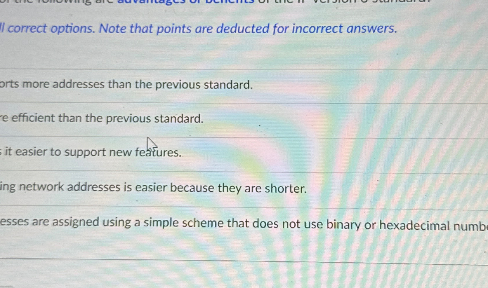 Solved I correct options. Note that points are deducted for | Chegg.com