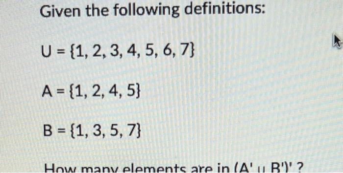 Solved Given the following definitions: | Chegg.com