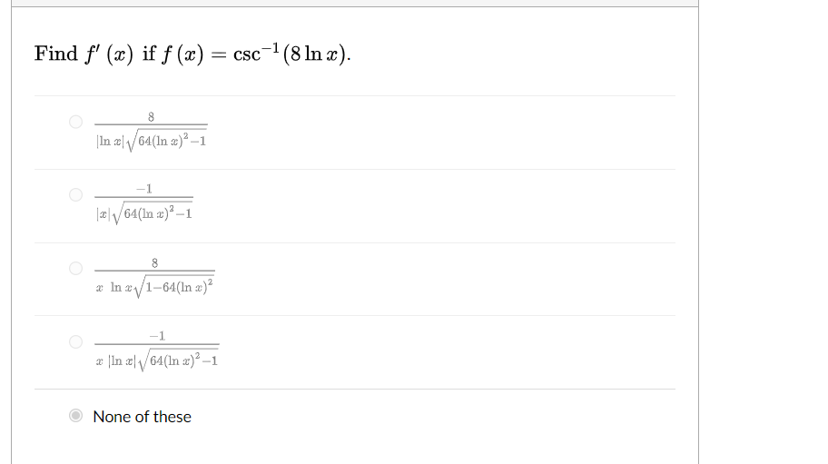 Solved Find f'(x) ﻿if | Chegg.com