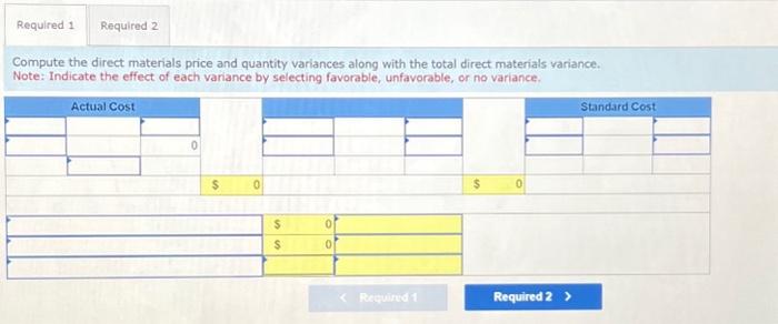 Solved Compute the direct materials price and quantity | Chegg.com