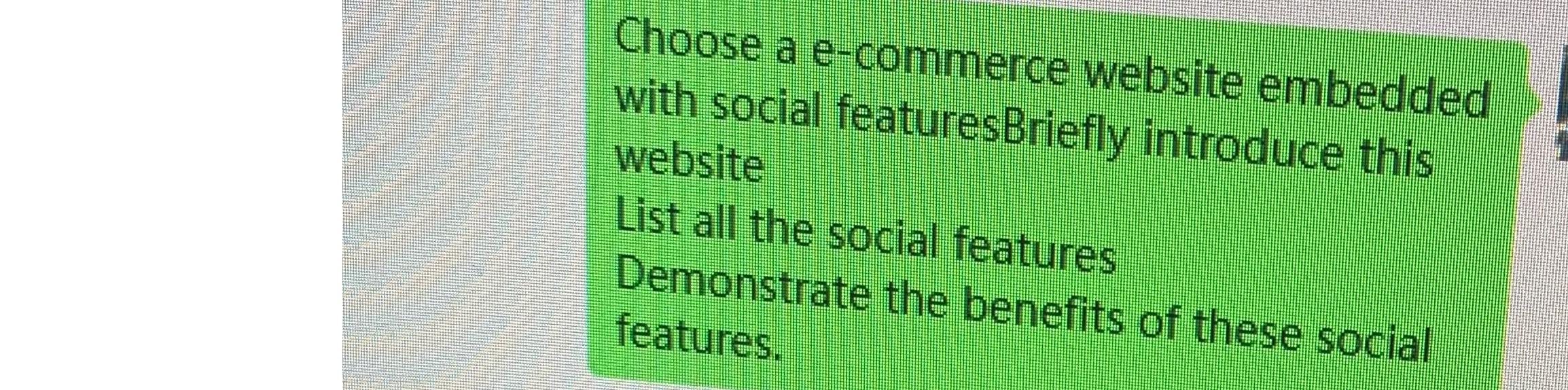 Solved Choose a e-commerce website embedded with social | Chegg.com