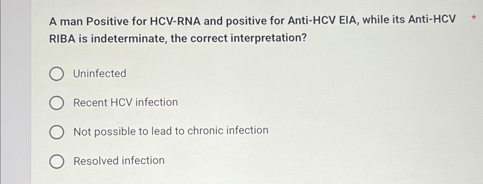 A man Positive for HCV-RNA and positive for Anti-HCV | Chegg.com