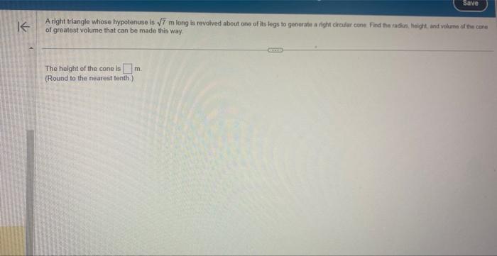 Solved A right triangle whose hypotenuse is 7 m long is | Chegg.com