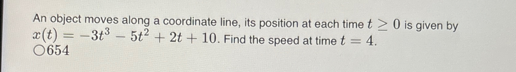 Solved An Object Moves Along A Coordinate Line Its Position