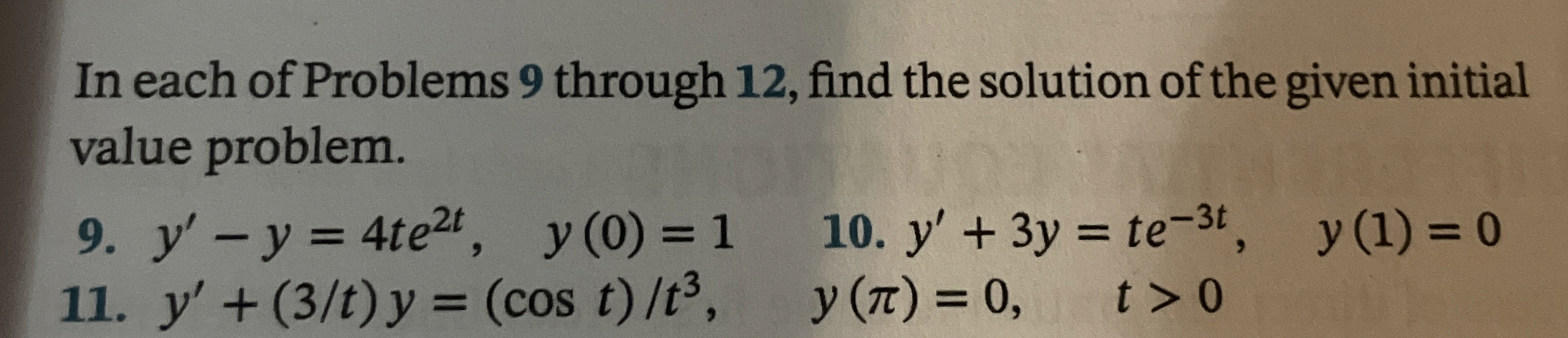 Solved In each of Problems 9 ﻿through 12, ﻿find the solution | Chegg.com