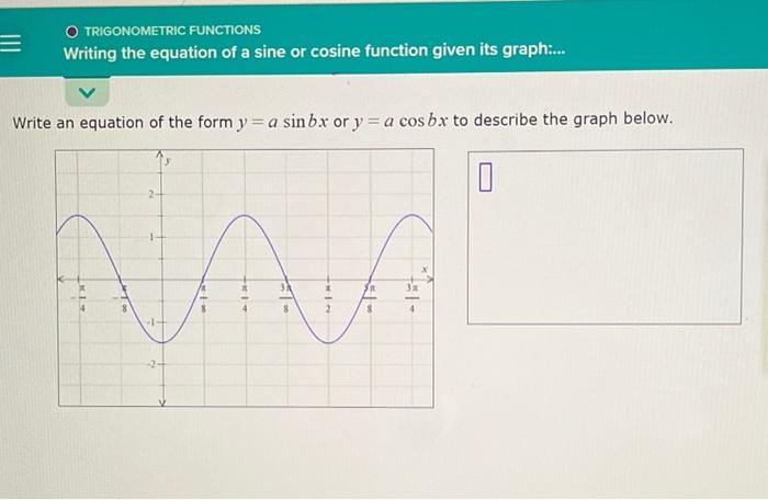 Solved O TRIGONOMETRIC FUNCTIONS Writing the equation of a | Chegg.com