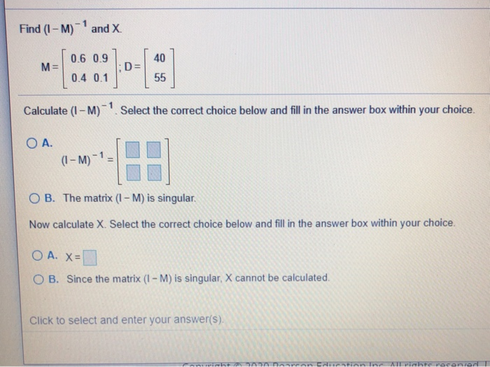 Solved Find (1-M)- and X 40 M= 0.6 0.9 0.4 0.1 ;D= 55 | Chegg.com