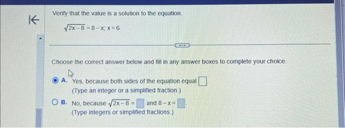Solved Verify that the value is a solution to the equation. | Chegg.com