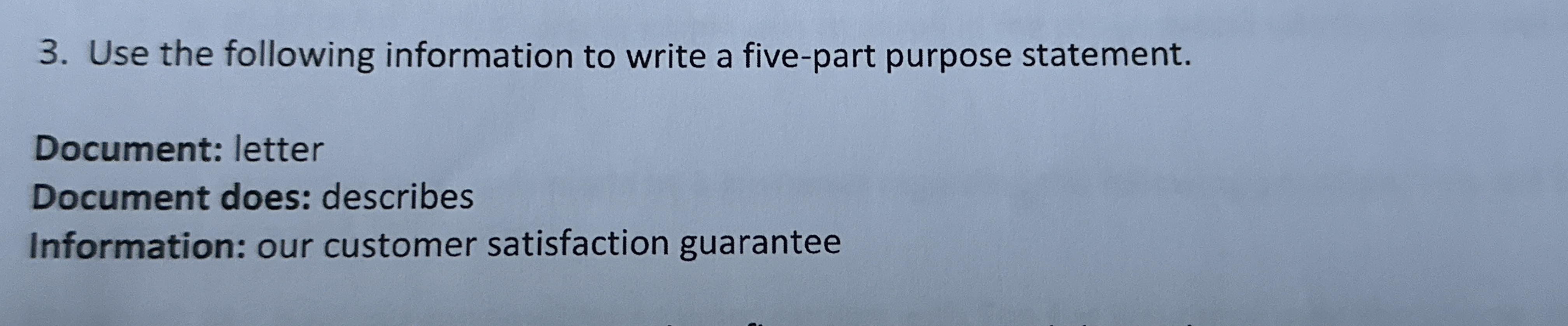 Solved Use the following information to write a five-part | Chegg.com