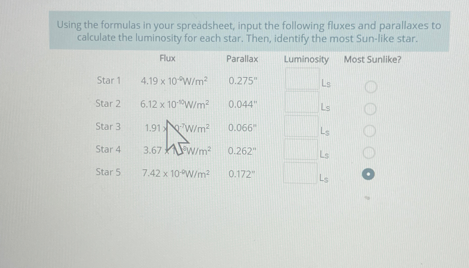 Solved Using the formulas in your spreadsheet, input the | Chegg.com