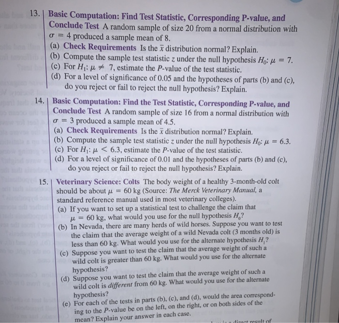 Solved 13. Basic Computation: Find Test Statistic, | Chegg.com