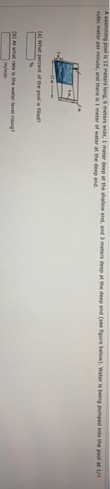 Solved A swimming pool is 12 meters long, 6 meters wide, 1 | Chegg.com