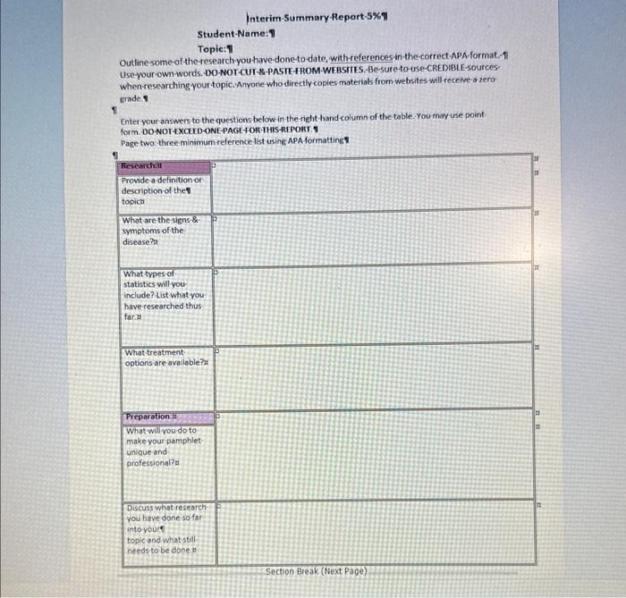 Interim-Summary.Report-5\%7 Student-Name:-1 Topic:T | Chegg.com