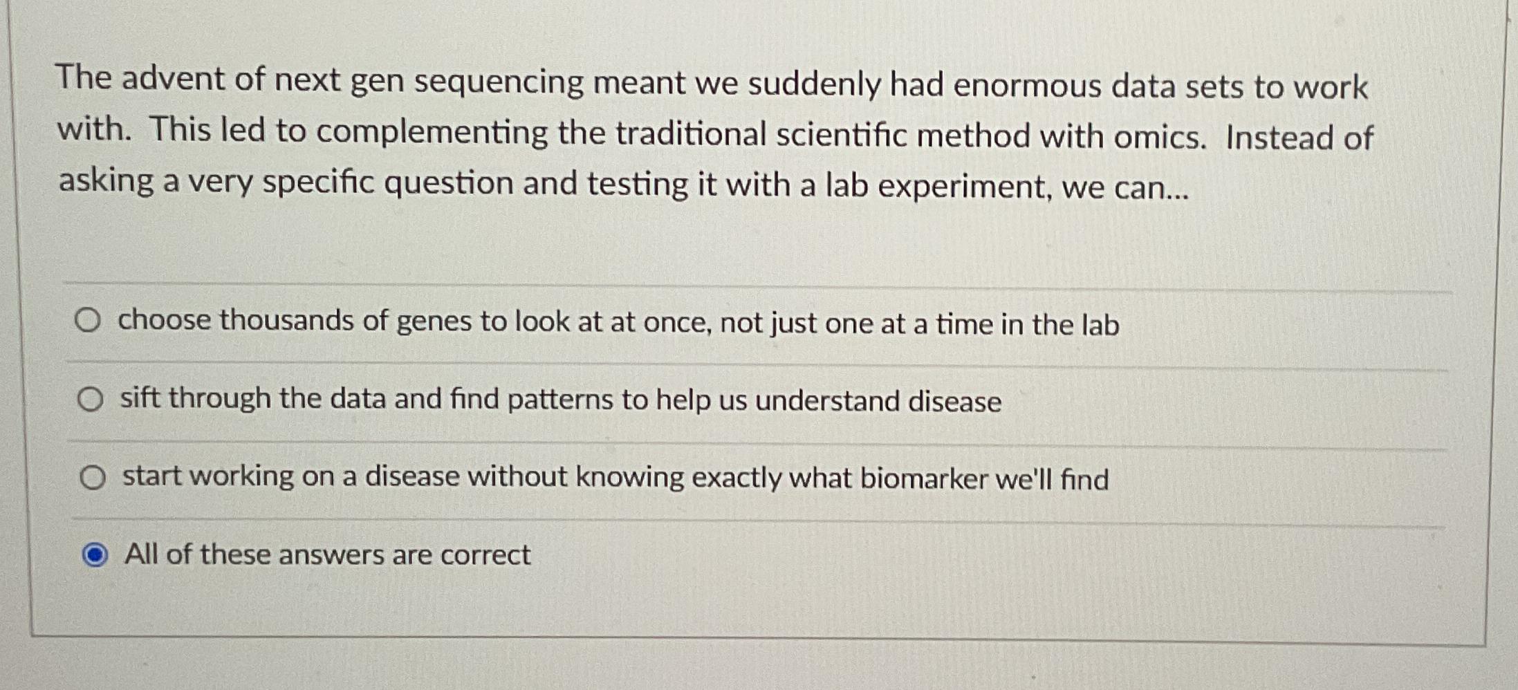 Solved The advent of next gen sequencing meant we suddenly | Chegg.com