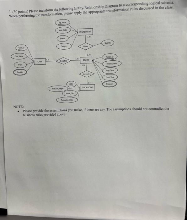 Solved 3. (30 points) Please transform the following | Chegg.com