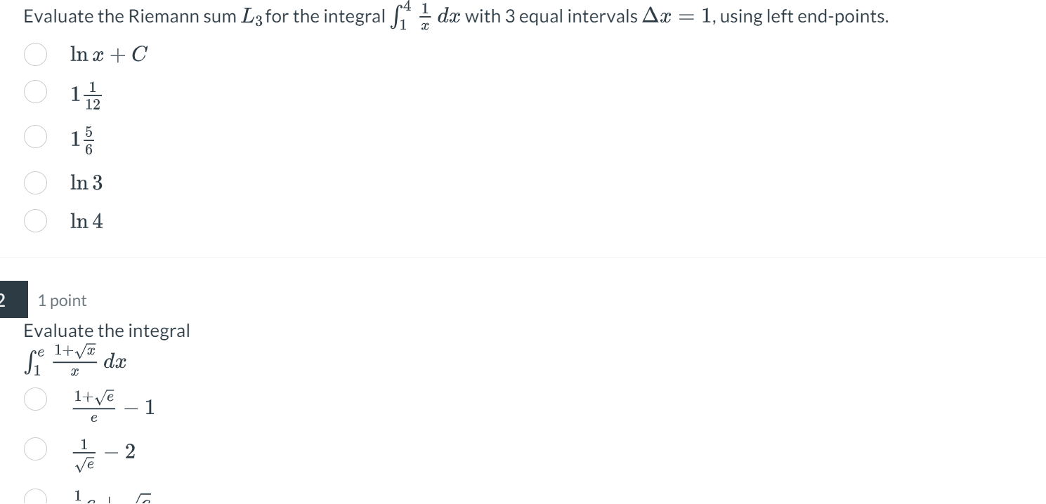 Solved evaluate the riemann sum L3 ﻿for the integral 1 ﻿to | Chegg.com
