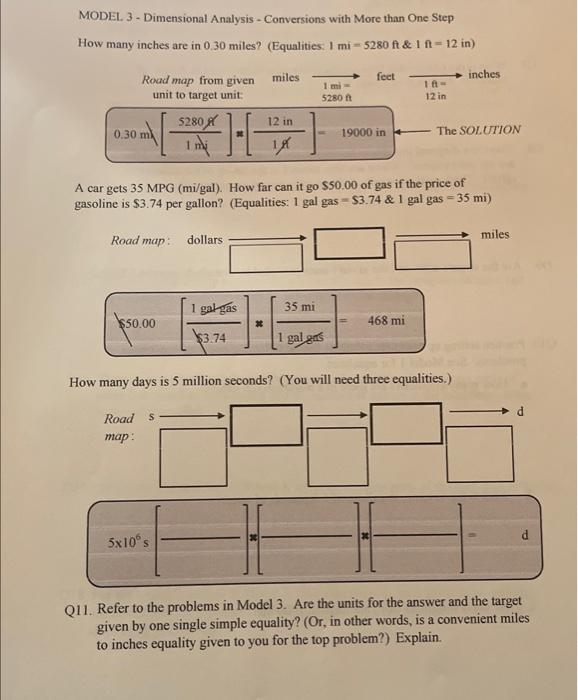 Solved MODEL. 3 - Dimensional Analysis - Conversions with | Chegg.com