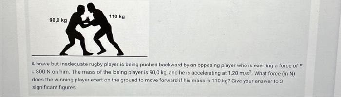 Solved A brave but inadequate rugby player is being pushed | Chegg.com