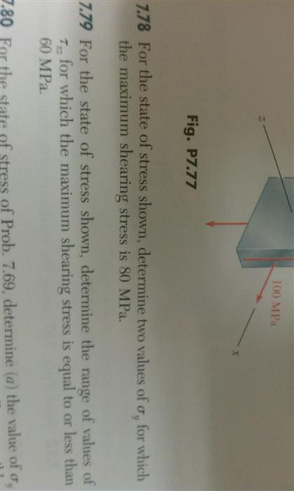 Solved Fig. P7.78 Fig. P7.77 For the state of stress | Chegg.com